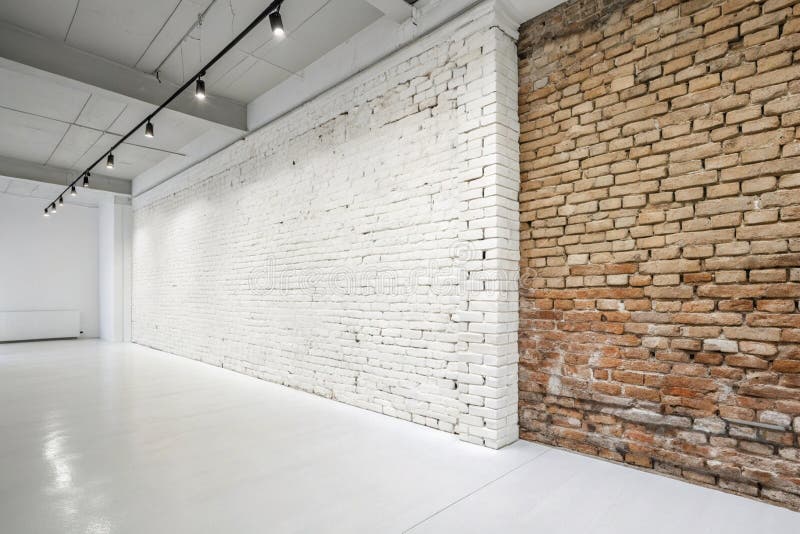 Abstract Wide Brick Wall Texture with White Interior Stock Illustration ...