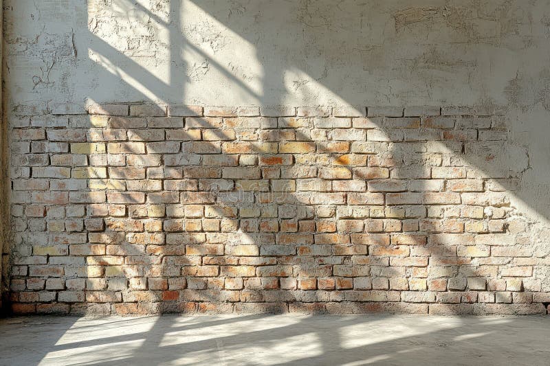 Abstract Wide Brick Wall Texture, White Wall and Floor Interior ...
