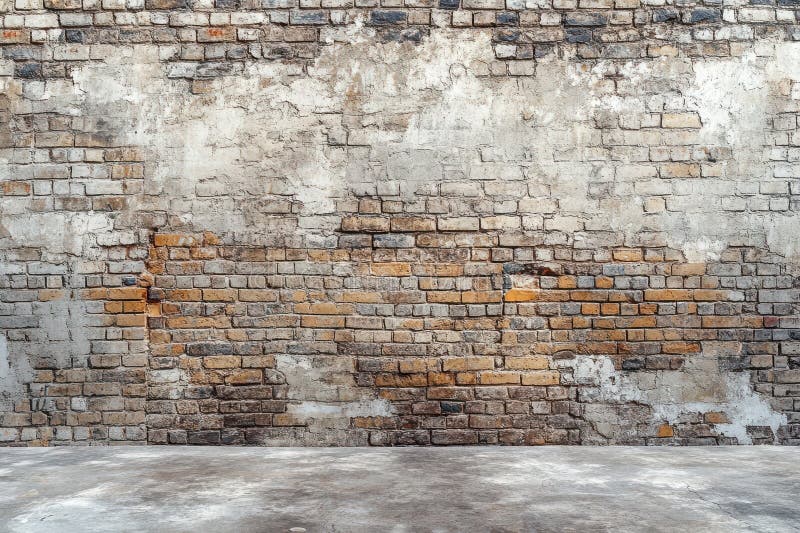 Abstract Wide Brick Wall Texture, White Wall and Floor Interior ...
