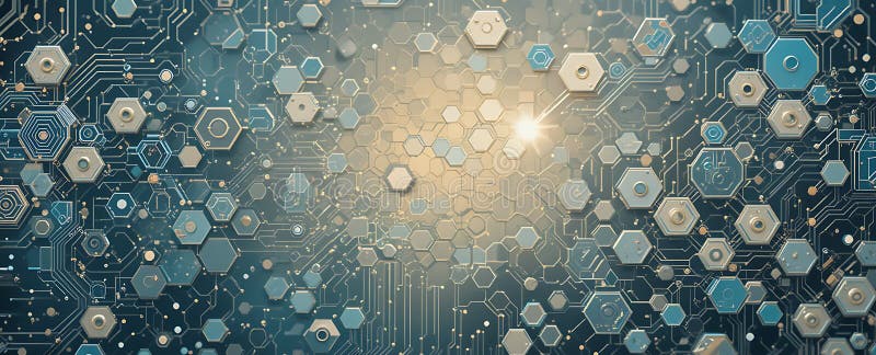Abstract Wide Technology Background with Hexagons and Gear Wheels. Ai Generate. Stock ...
