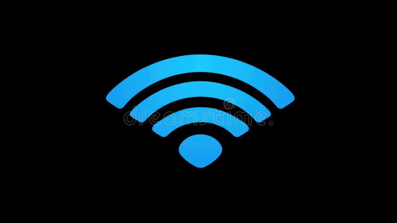 Abstract Wifi Symbol in Blue on a Black Background Stock Illustration ...