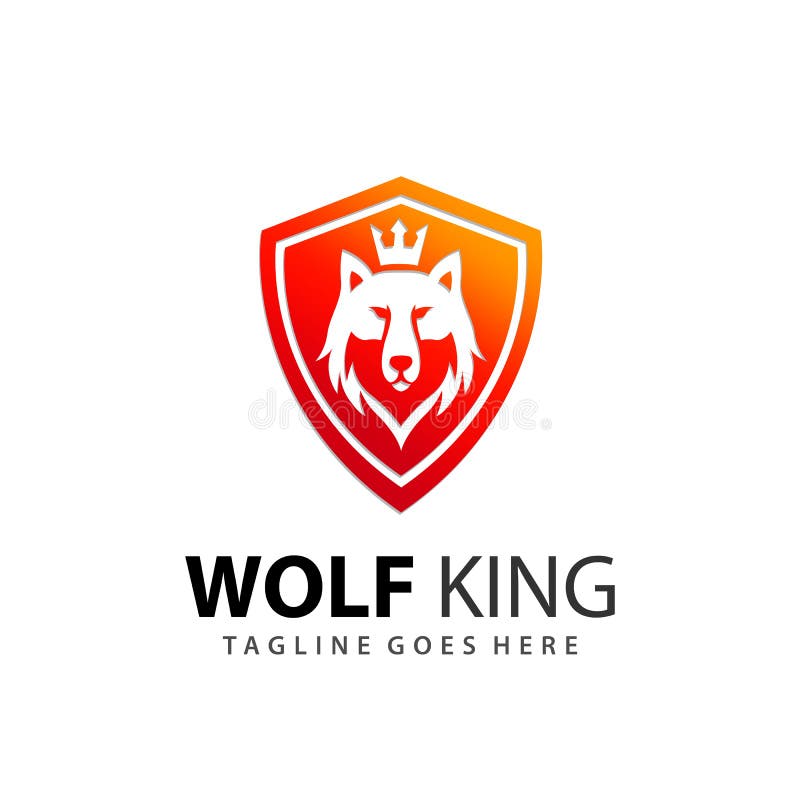 Abstract Wild Wolf King Shield Logo Design Vector Illustration Stock ...