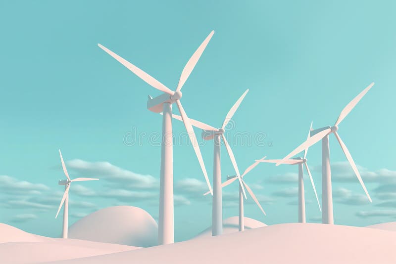 Abstract Wind Energy Turbines. Generative AI Stock Illustration ...