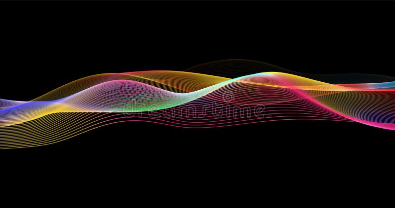 Abstract Winding Lines of Different Colors on a Black Background ...