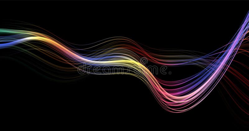 Abstract Winding Lines of Different Colors on a Black Background ...