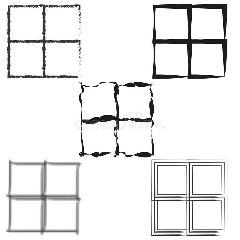 Abstract Window Icons. Distorted Frame Shapes. Black and White Contrast ...