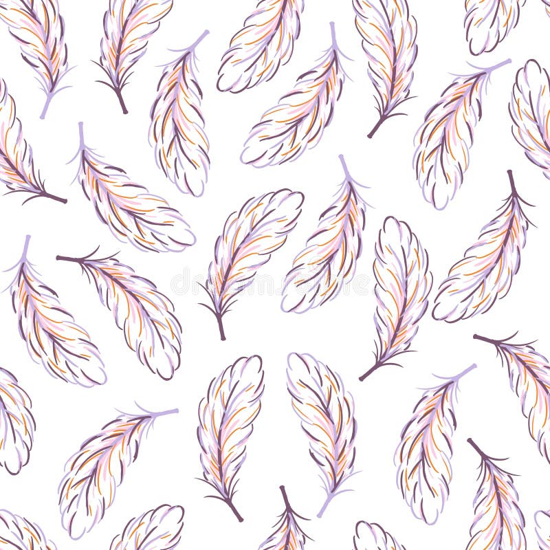 Abstract Wing Soft Feathers Vector Line Art Seamless Pattern Stock ...