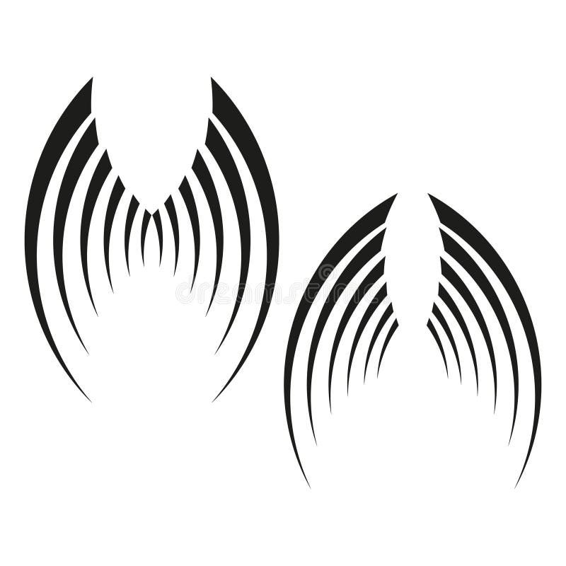 Abstract Wings. Black Curved Lines. Symmetric Sharp Shape. Vector ...