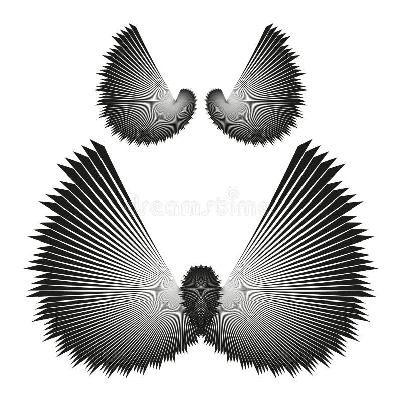 Abstract Wings. Geometric Black Wings. Radial Fan Shape. Modern Art ...