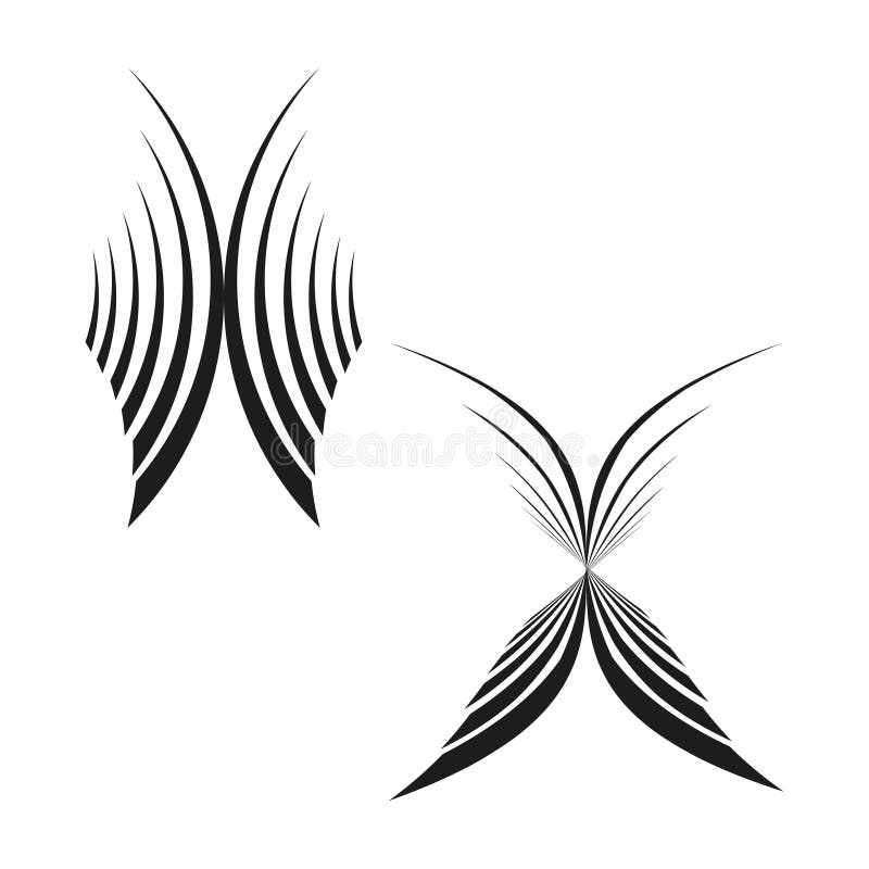 Abstract Wings Icon. Curved Line Pattern. Vector Motion Symbol. Black ...