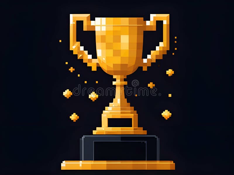 Abstract Winners Trophy Award Goblet Pixel Art Icon Golden Cup 8 Bit ...