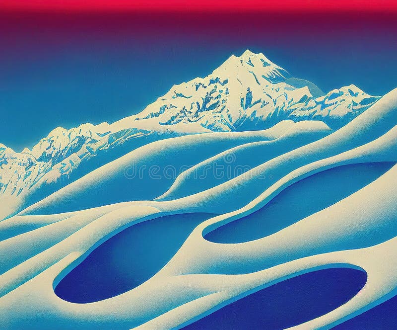 Abstract Winter Mountain Poster Illustration, Snow Scene, Ai Generated ...
