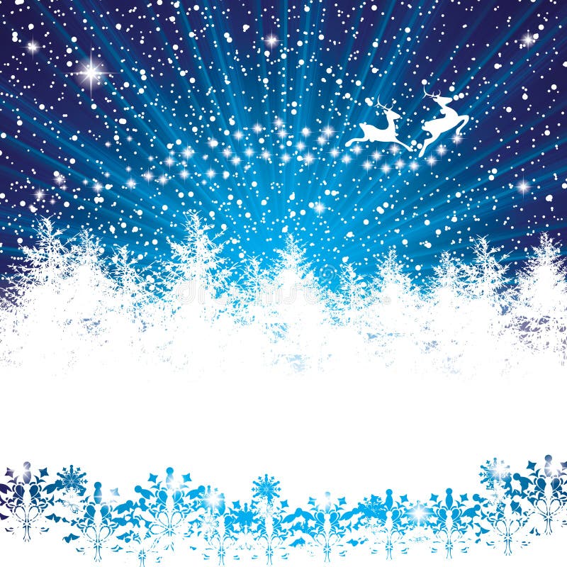 Abstract Winter Background with Flakes and Flowers in Blue Color Stock ...