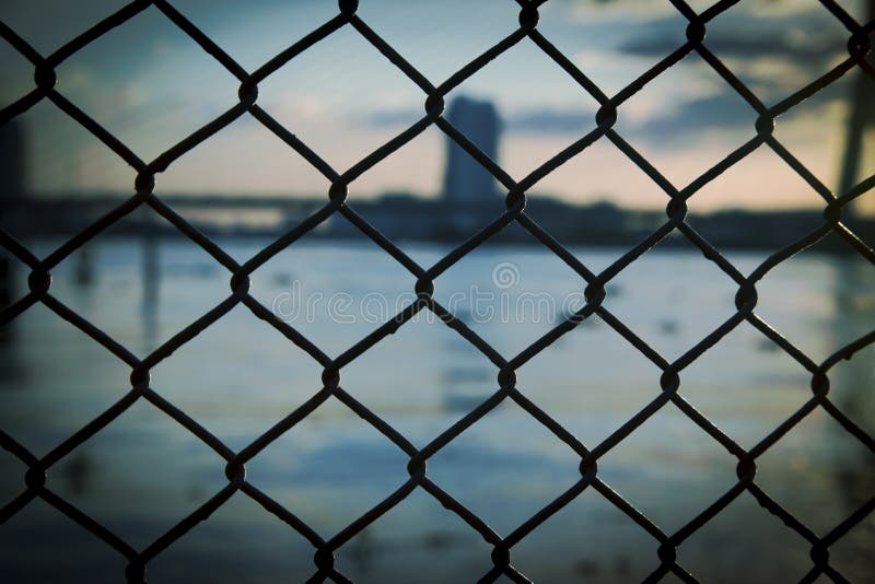 Abstract Wire Rod Wire Mesh Background Warm Sunshine View of River ...