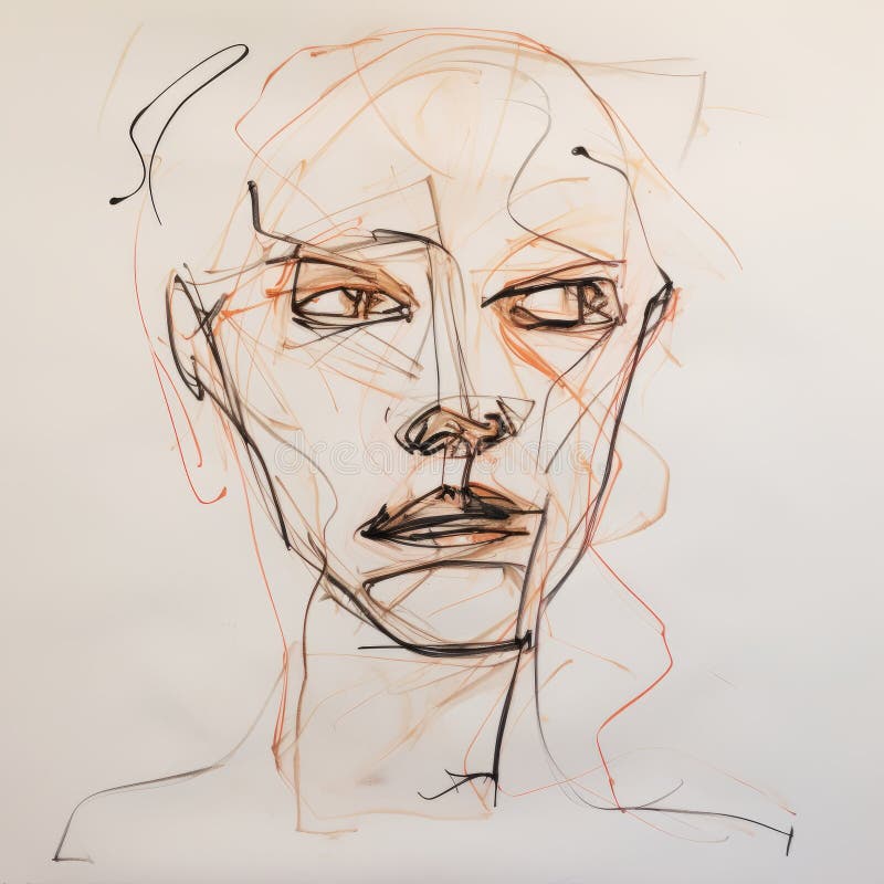 Expressive Line Drawing of William S Face in Anna Bocek Style Stock ...