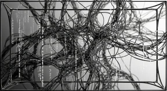 Abstract Wire Tangle in a Digital Matrix Frame Stock Illustration ...