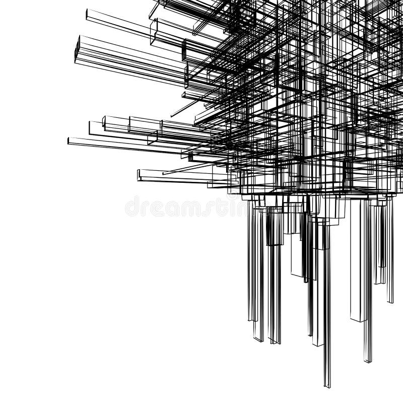 Abstract Wireframe on White Background Stock Illustration ...