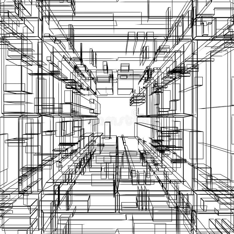 Abstract Wireframe on White Background Stock Illustration ...