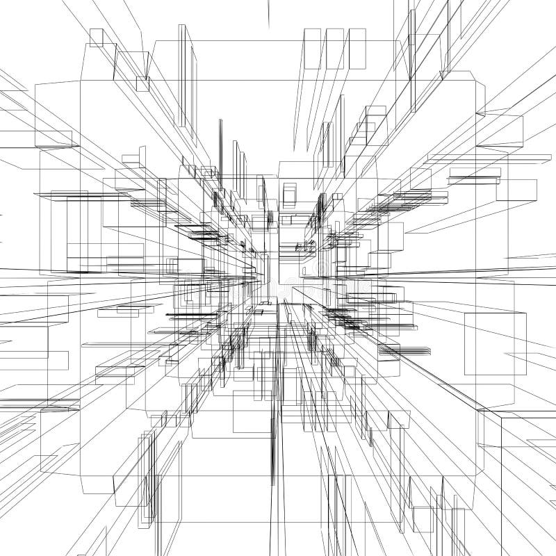 Abstract Wireframe on White Background Stock Illustration ...