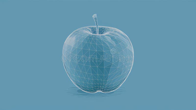 Abstract Wireframe Apple, Low Poly Fruit High Quality Image Stock ...