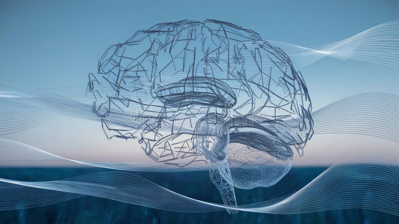 Abstract Wireframe Brain with Flowing Lines, High Quality Image Stock ...