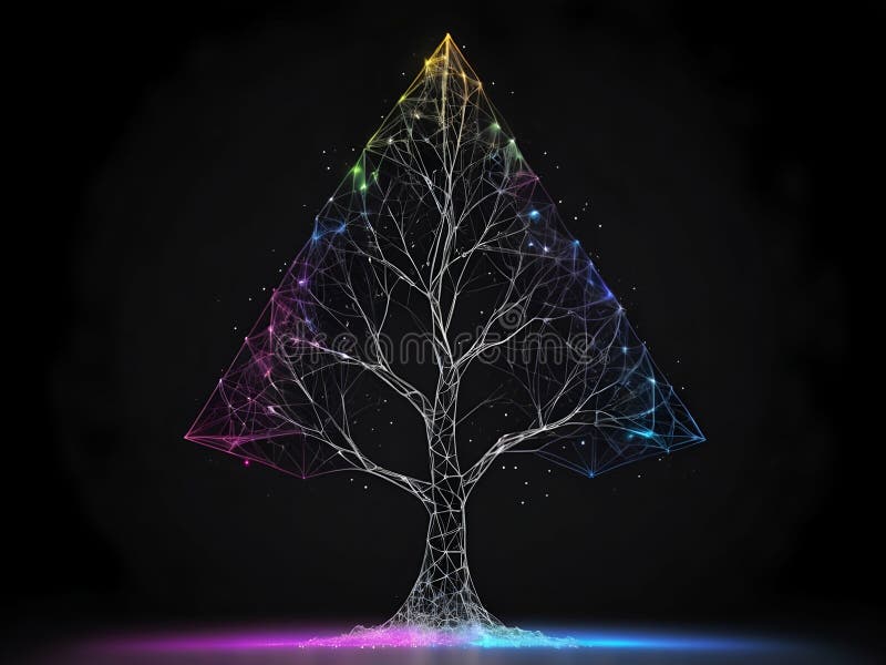 Abstract Wireframe Bright Mesh Bare Tree Glare Effect. White Wire ...