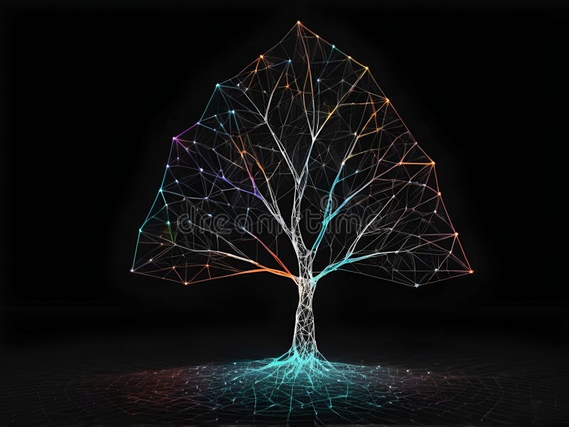 Abstract Wireframe Bright Mesh Bare Tree Glare Effect. White Wire ...