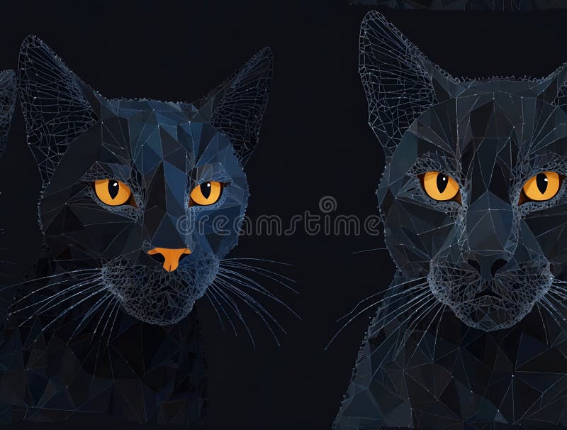 Abstract Wireframe Cat Low Poly Design, Animal Abstract Geometric Image ...