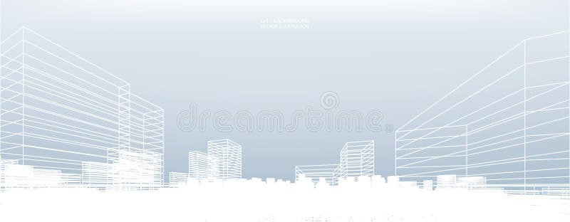 Abstract Wireframe City Background. Perspective 3D Render. Stock Vector ... Abstract Wireframe City Background. Perspective 3D Render. Stock Vector ...