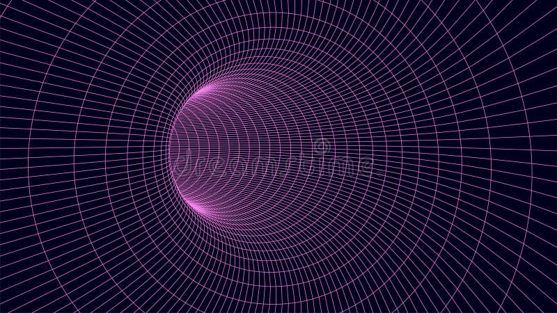Abstract Wireframe 3D Tunnel. Perspective Mesh Background Texture. Mesh ...