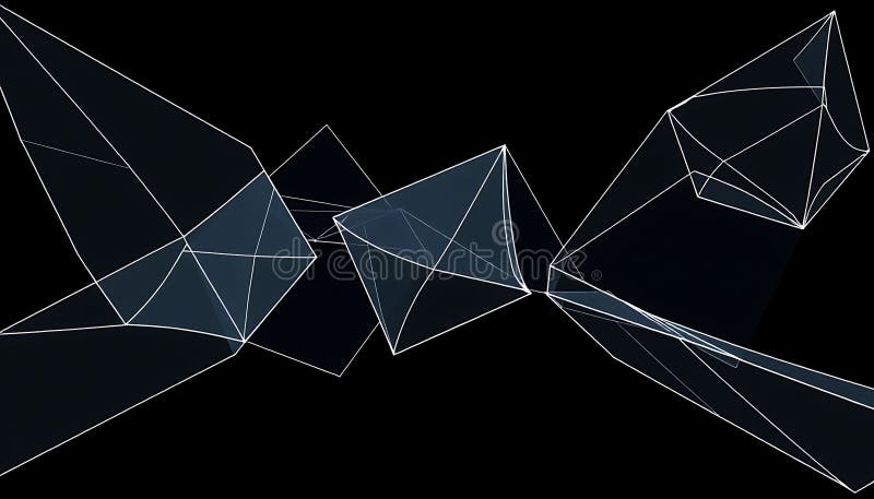 Abstract Wireframe Geometric Structure, 3D Polygon Mesh, Digital Art ...