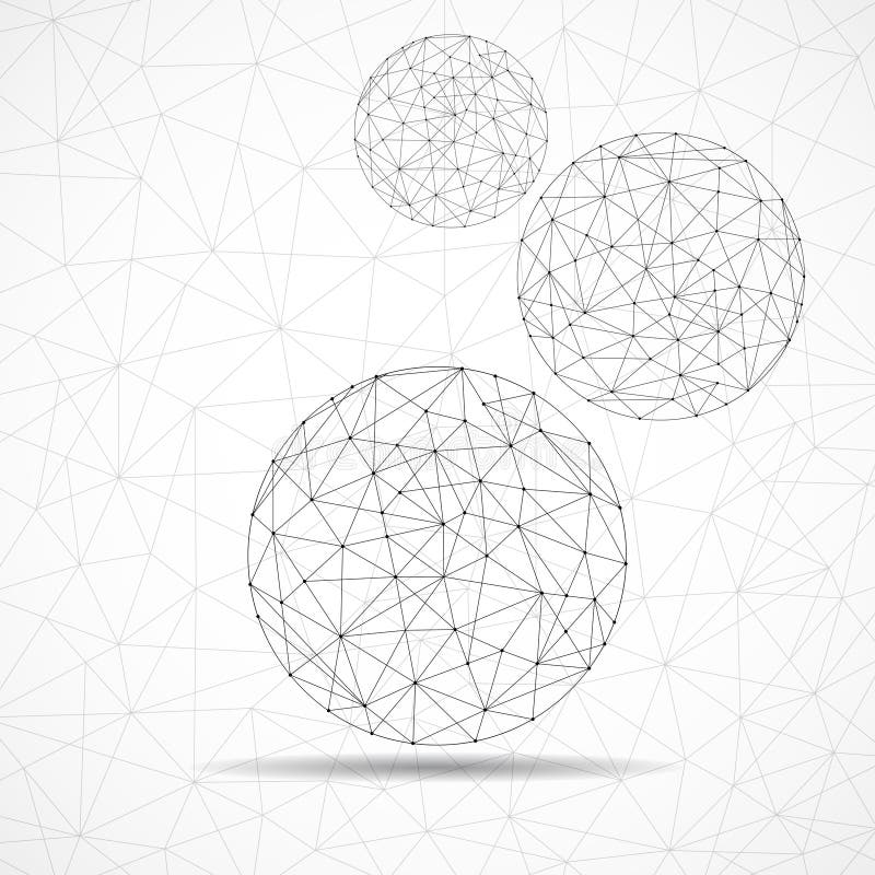 Abstract Wireframe Globes, Network Connections with Dots and Lines ...