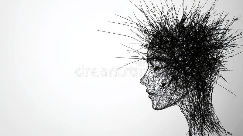 Abstract Wireframe Head Bust Exploding with Creativity and Ideas Stock ...