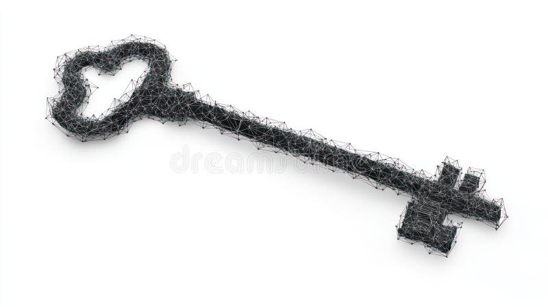 Abstract Wireframe Key on White Background Stock Illustration ...