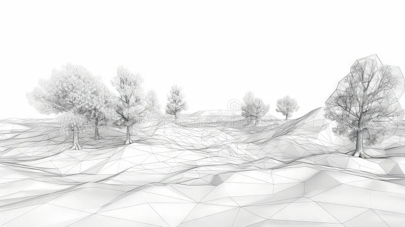 Abstract Wireframe Landscape Design Stock Illustration - Illustration ...