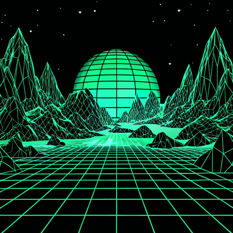 Abstract Wireframe Landscape Perspective. Vector Realistic Illustration ...