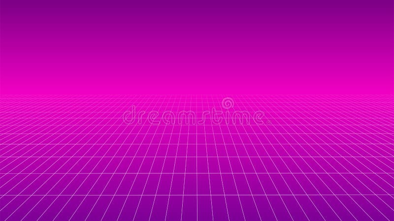 Abstract Wireframe Landscape 1980s Style. Retro Futuristic Vector Grid ...