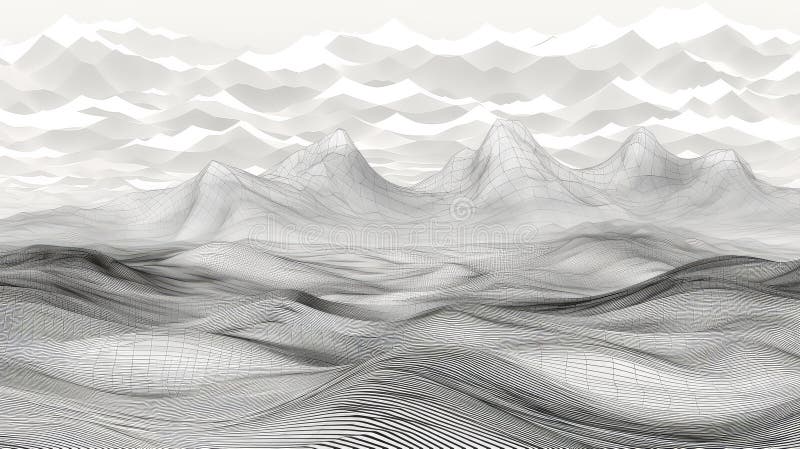 Abstract Wireframe Landscape Topographic Stock Illustration ...