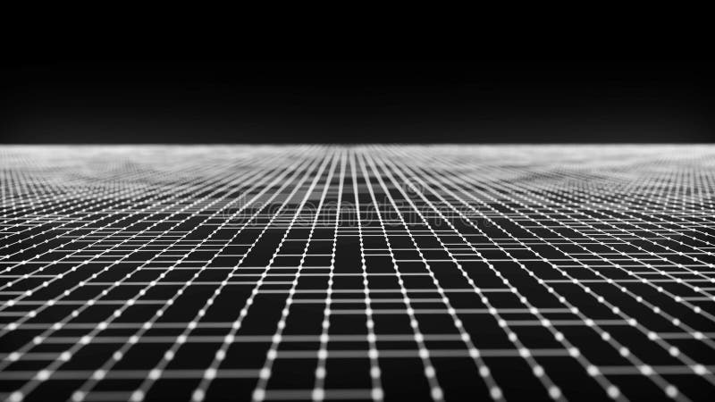 Abstract Wireframe Landscape. Vector Perspective Grid on Dark ...