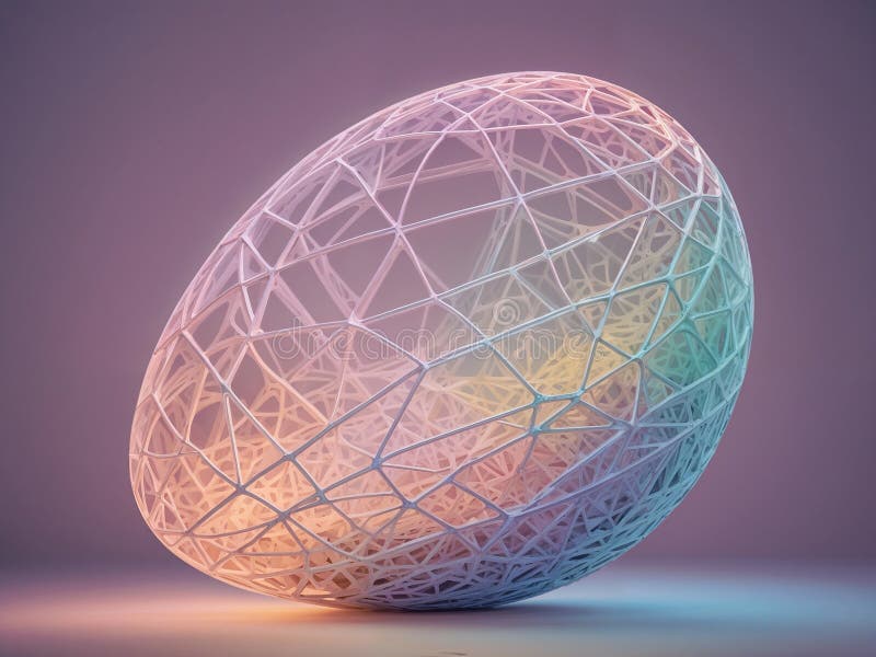 Abstract Wireframe Light Connection Structure Pastel Line Art Easter ...