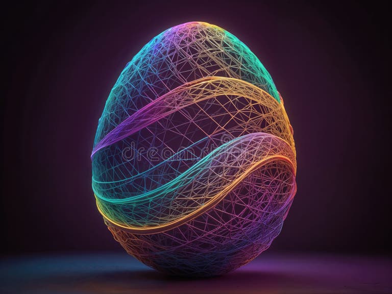 Abstract Wireframe Light Modern Colourful Wave Easter Egg Stock ...