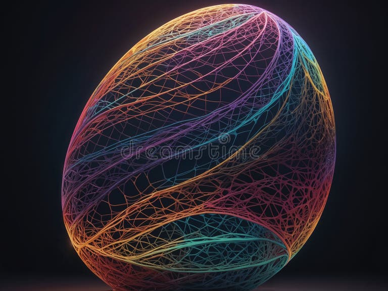Abstract Wireframe Light Modern Colourful Wave Easter Egg Illustration Stock Illustration ...