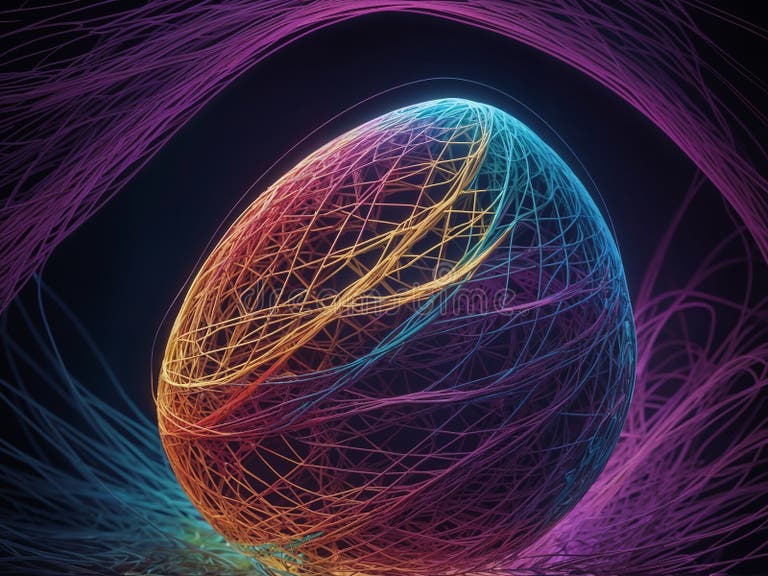 Abstract Wireframe Light Modern Colourful Wave Easter Egg Illustration Background Stock ...