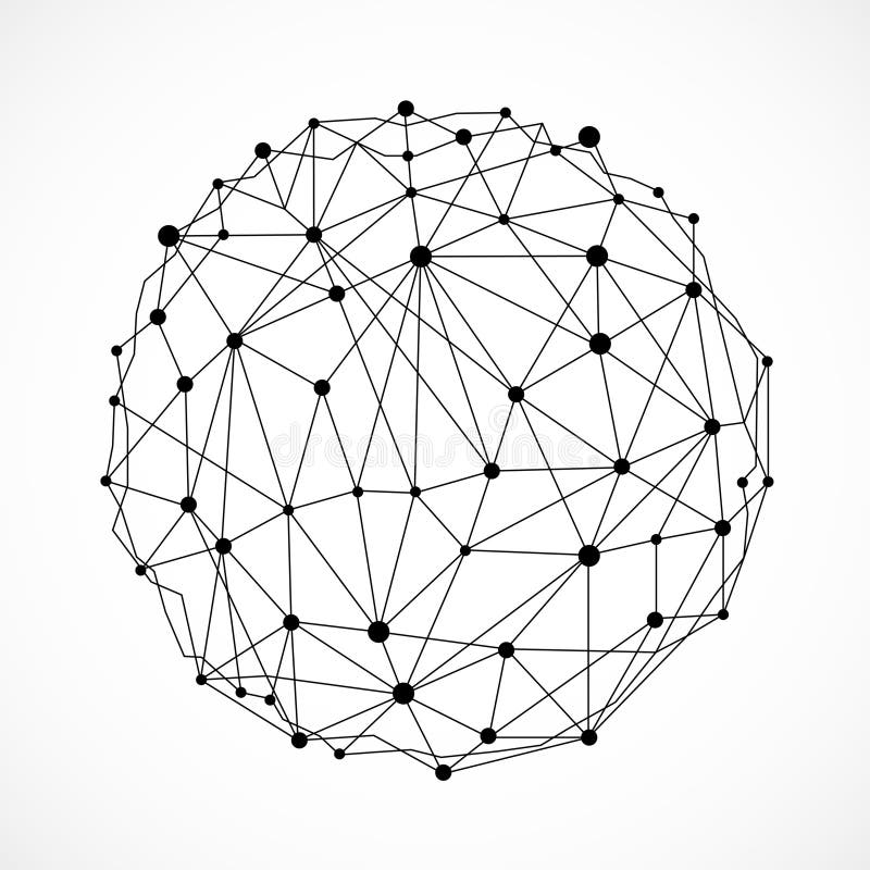 Abstract Wireframe Mesh Sphere with Dot and Lines, Network Connections ...