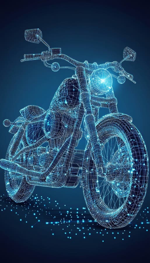 Abstract Wireframe Motorcycle on Dark Background. Technology and ...