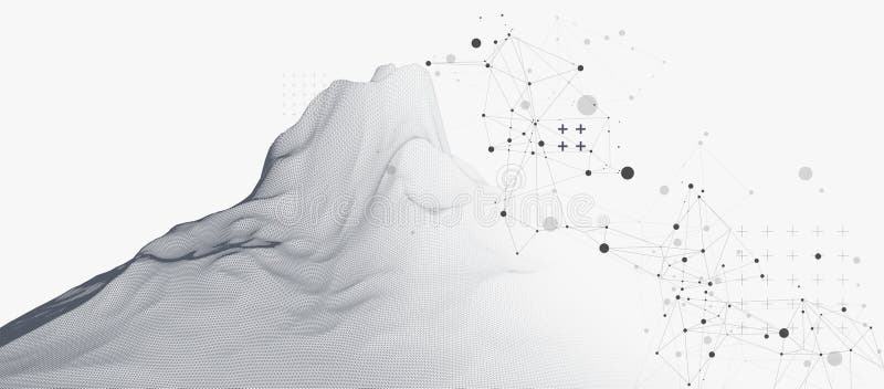 Abstract Wireframe Mountain Background. Modern Science or Technology ...