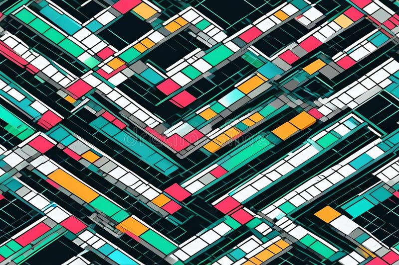 Abstract Wireframe Pixel Square Mosaic Background Corner Design Stock ...