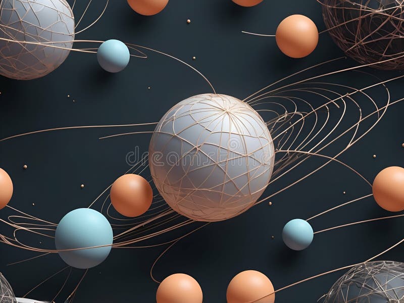 Abstract Wireframe with Spheres Planet System Stock Illustration ...