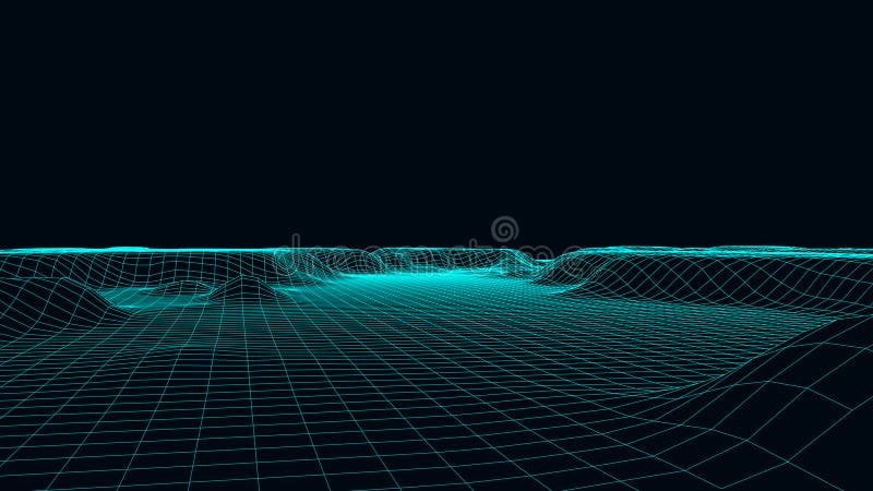 Abstract Wireframe Terrain. Vector Landscape of Mountains. Futuristic ...