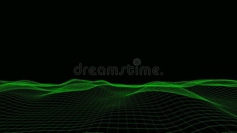 Abstract Wireframe Terrain. Vector Landscape of Mountains. Futuristic ...